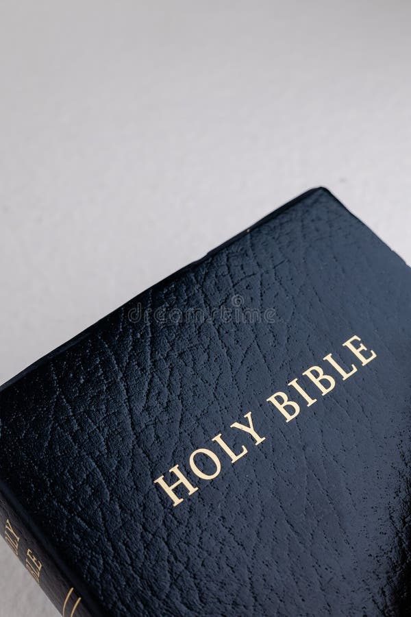 Holy Bible on White with Copy Space Stock Photo - Image of flower ...