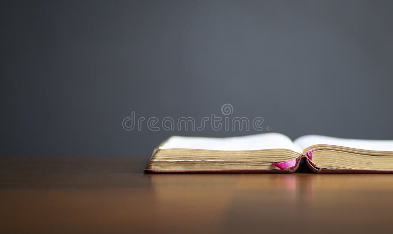 Holy Bible on wood table stock photo. Image of protestant - 242909688