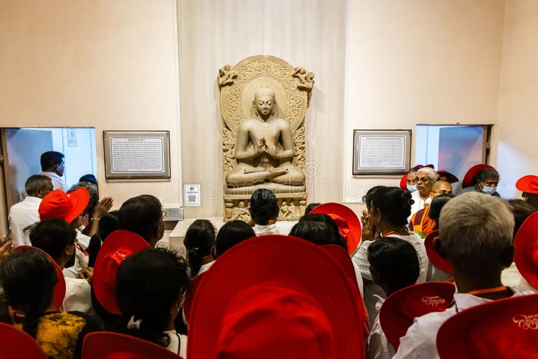 Holy Buddha Statue in Preaching Pose with Devotees from Unique ...