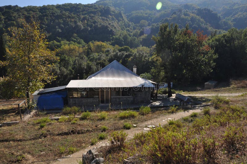 The Holy Cell of Hut is a Cell Built on Mount Athos Stock Image - Image ...