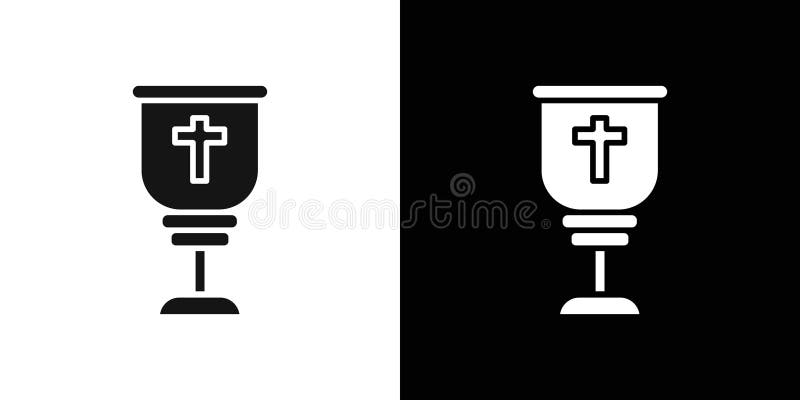 Holy Chalice Icon Flat Vector Set Outline Stock Vector - Illustration ...