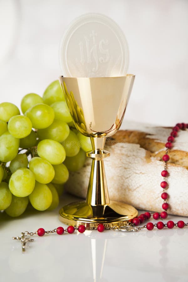 Holy Communion for Christianity Religion, Elements on White Back Stock ...