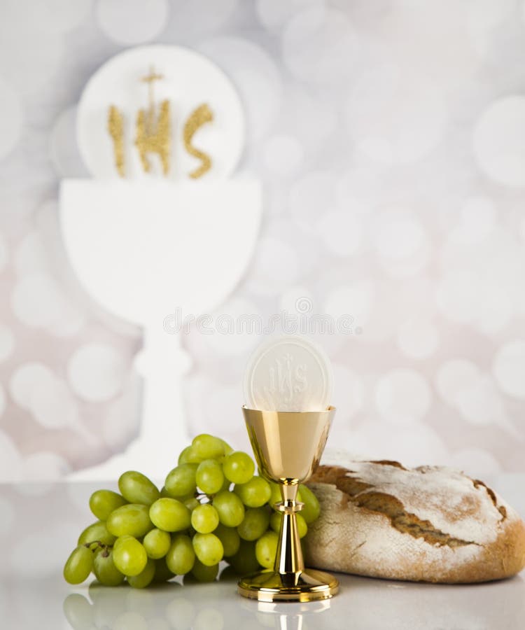Holy Communion for Christianity Religion, Elements on White Back Stock ...