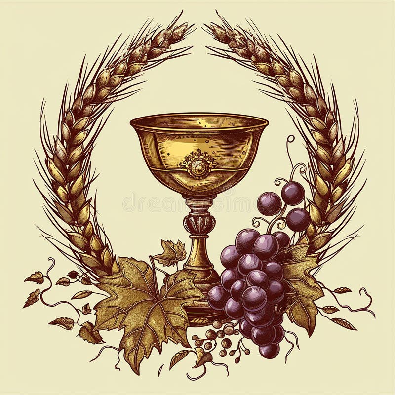 Holy Communion Composition Square Illustration on White Background ...