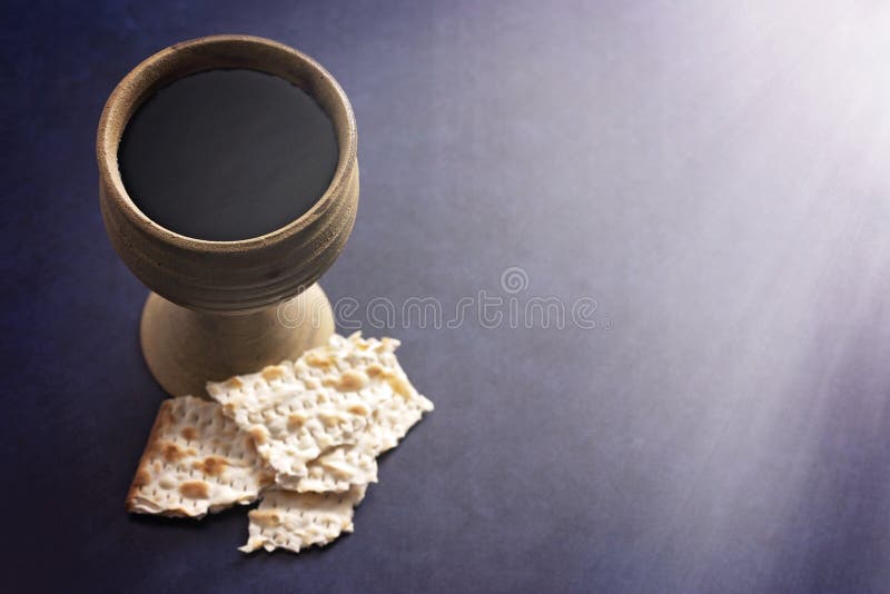 Holy Communion on a Dark Blue Surface in the Sunlight Stock Photo ...