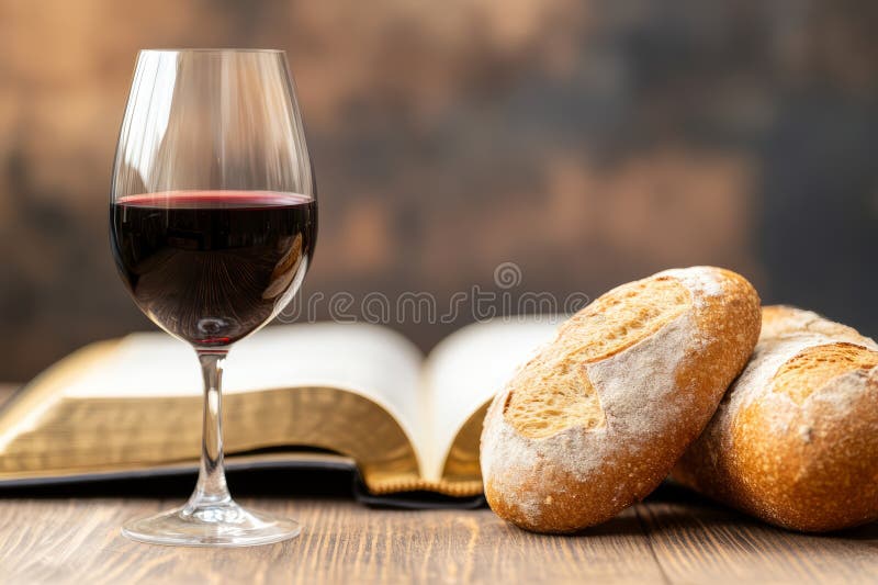 Holy Communion Elements (bread and Wine). Stock Photo - Image of prayer, church: 350892294