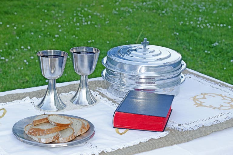 Holy Communion Elements Table Stock Photo - Image of background ...