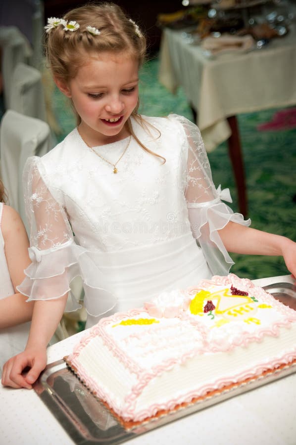 Girl at First Holy Communion Stock Photo - Image of religion, ceremony ...