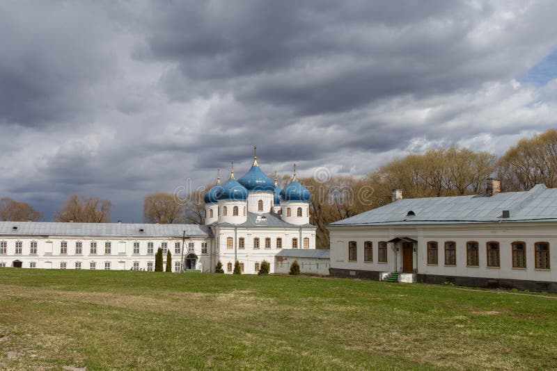Holy Cross Cathedral in the St. George`s Yuriev Monastery Near Novgorod ...