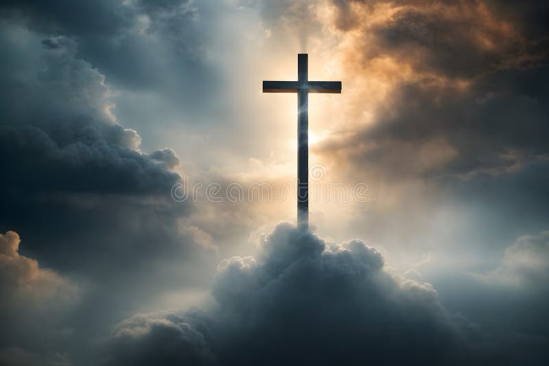 Cross of Jesus Christ with a Dramatic Background Stock Image - Image of ...