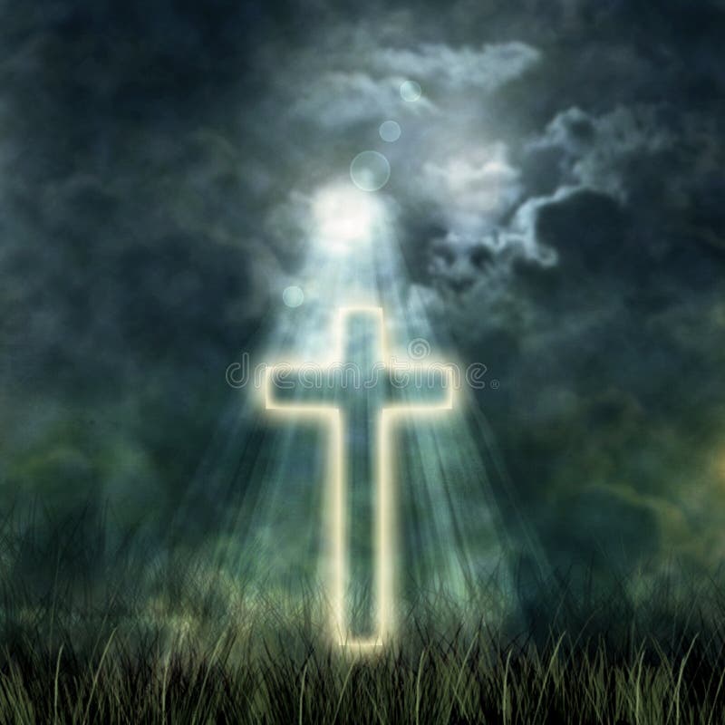 Holy Cross Glowing, Bright Moon on Dark Sky, the Dark Clouds Stock ...