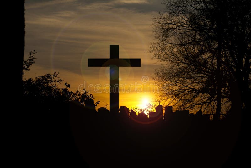 Holy cross over the sunset stock image. Image of horizon - 24761919
