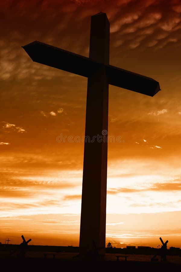 Christian Cross Silhouette during Sunset Stock Image - Image of sunset ...