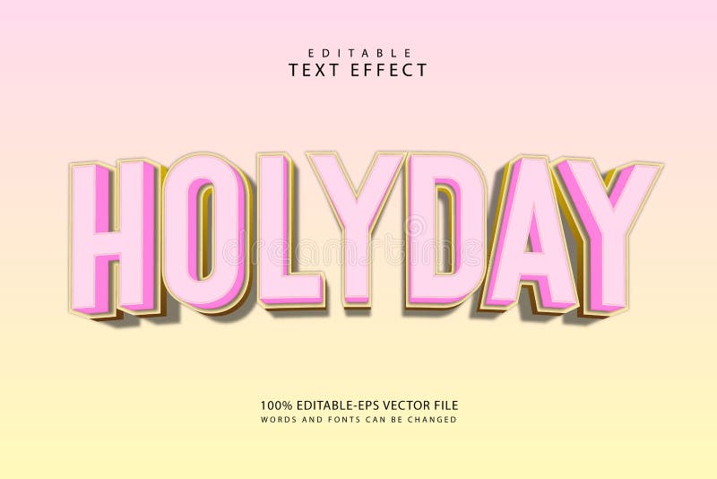 Holy Day Editable Text Effect 3D Emboss Cartoon Style Stock Vector ...