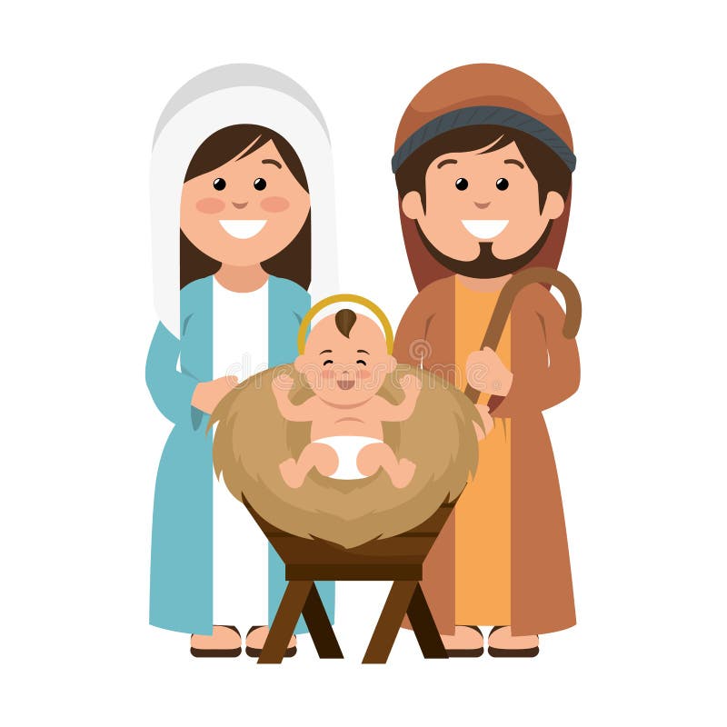 Holy Family Manger Characters Stock Vector - Illustration of holiday ...