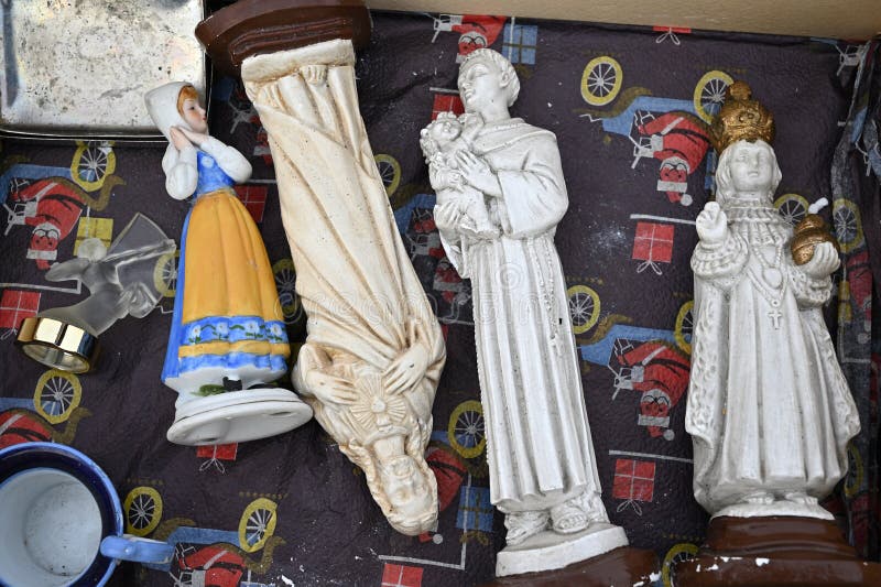 Holy Figurines Souvenirs Vintage Objects Flea Market Stock Image ...
