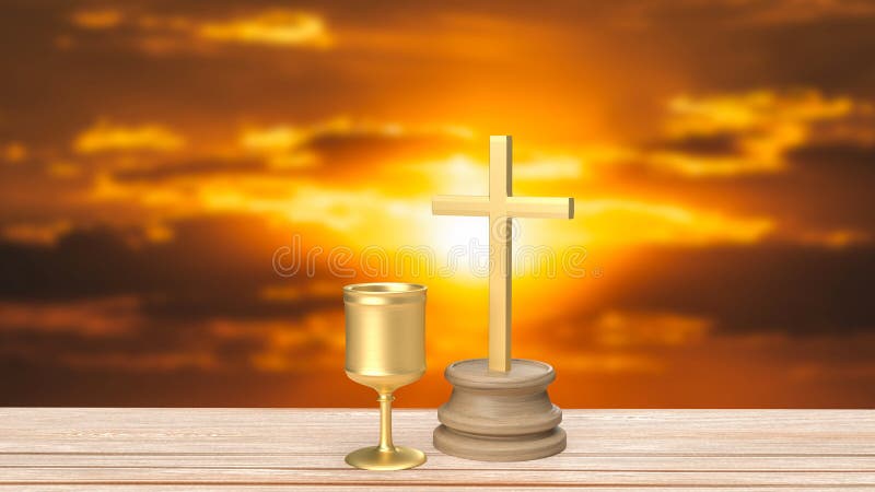 The Holy Grail and Cross for Religion Concept 3d Rendering Stock ...