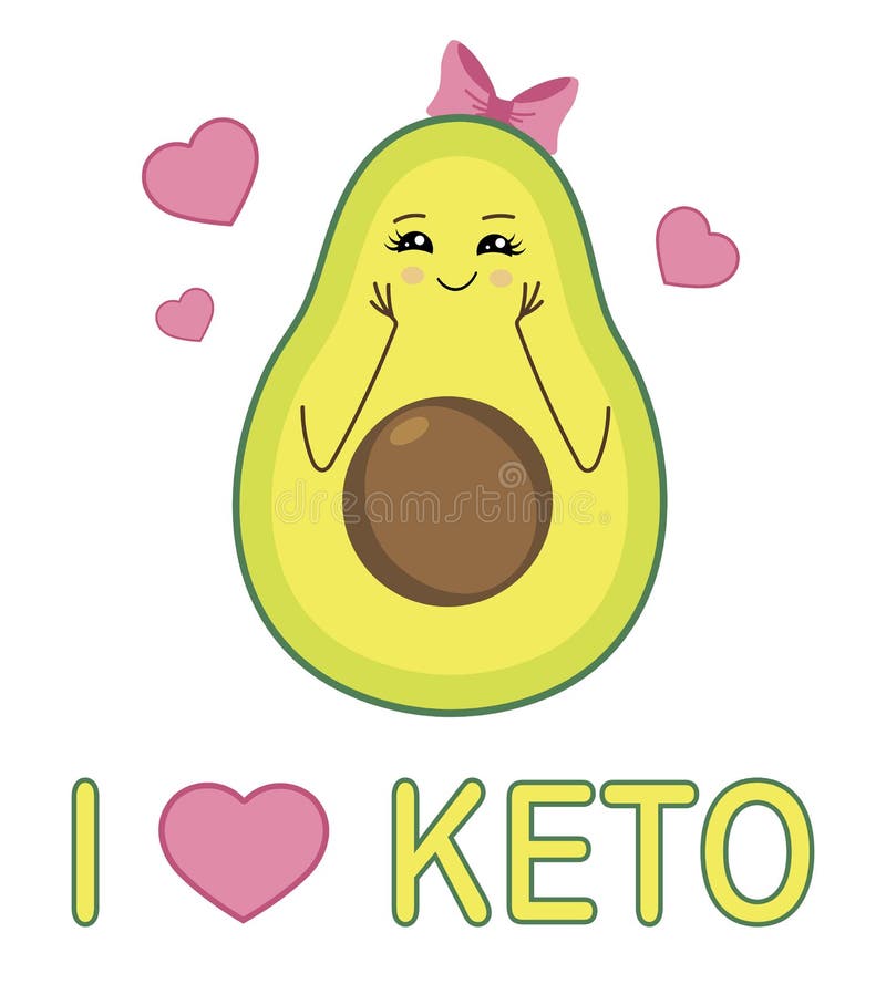 I Love Keto. Happy Cartoon Character of Avocado Stock Vector ...