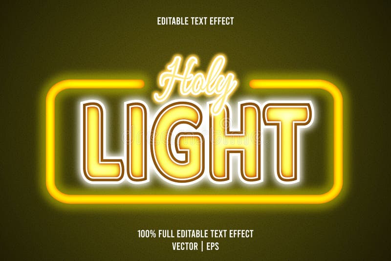 Holy Light Editable Text Effect 3 Dimension Emboss Neon Style Stock ...