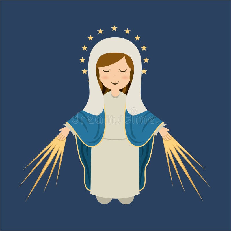 Sacred Image of the Virgin Mary in Blue Robes with Radiant Halo Stock ...