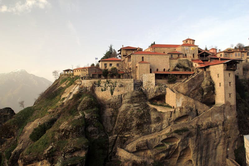 Holy Monastery of Great Meteoron Stock Image - Image of cliff, religion ...