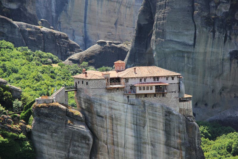 The Holy Monastery of Rousanou Stock Image - Image of trees, monastery ...
