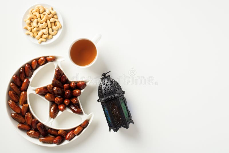 Ramadan Concept. Dates Close-up in the Foreground. Stock Photo - Image ...