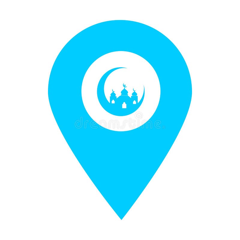 Mosque Location Icon, Pin Point Symbol, Vector Illustration Design ...