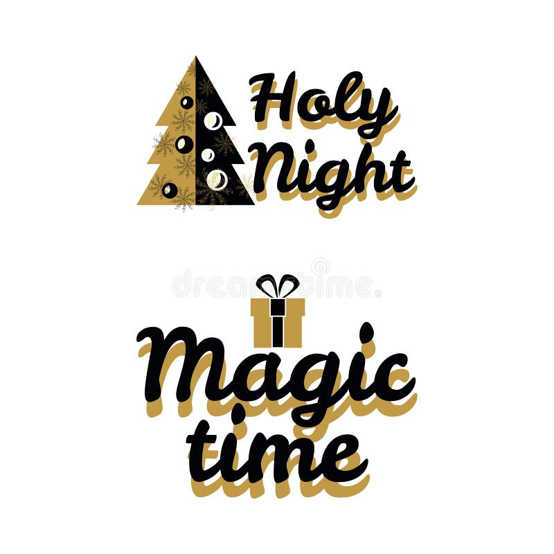 Holy Night Year Golden Logo Vector Stock Illustration - Illustration of ...