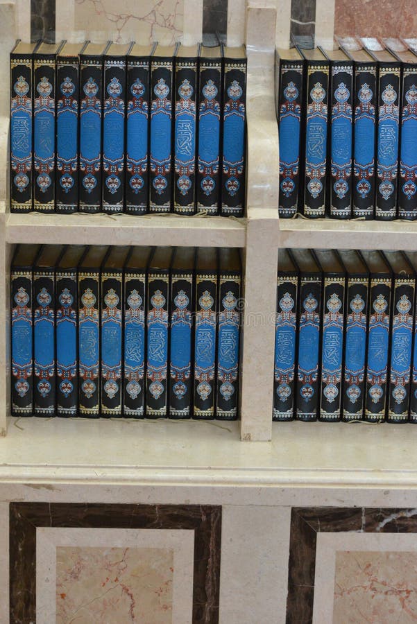 Holy Quran Books in Mosque Shelf Stock Image - Image of stairs, iron ...