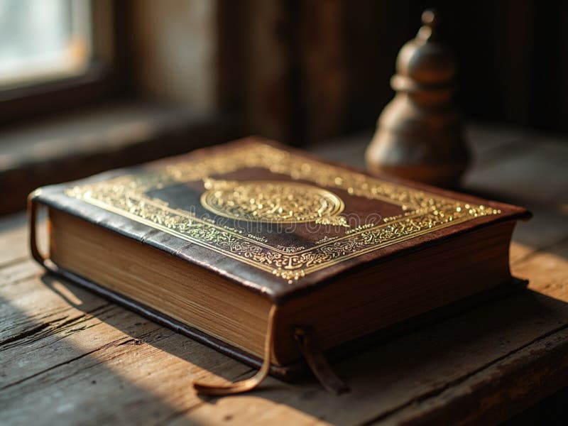 Holy Quran on the Wooden Table Stock Illustration - Illustration of ...
