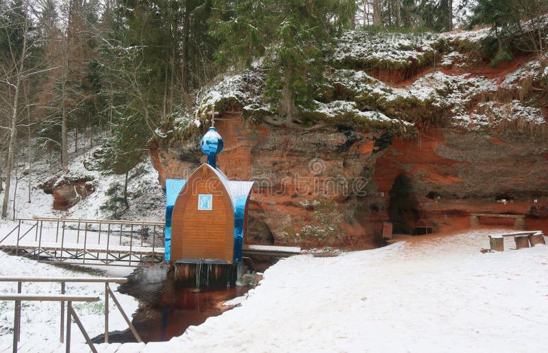 Holy spring in karst caves stock photo. Image of wood - 262524870