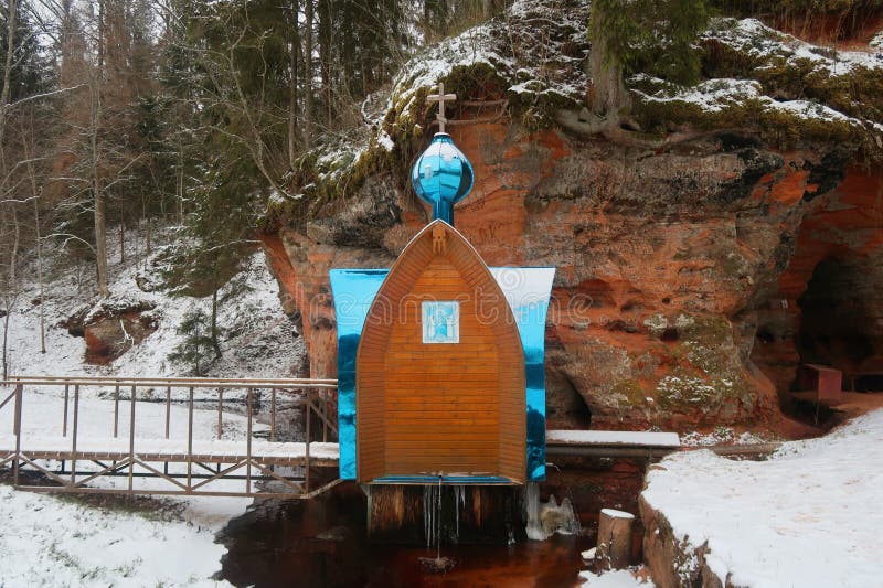 Holy spring in karst caves stock image. Image of shrine - 262524905