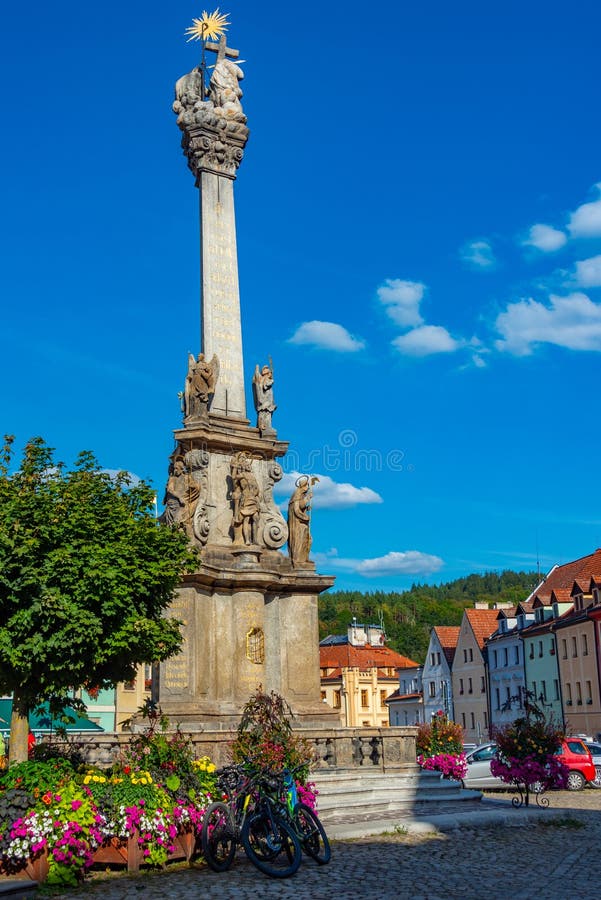 Holy Trinity Column in Loket, Czech Republic Stock Photo - Image of ...