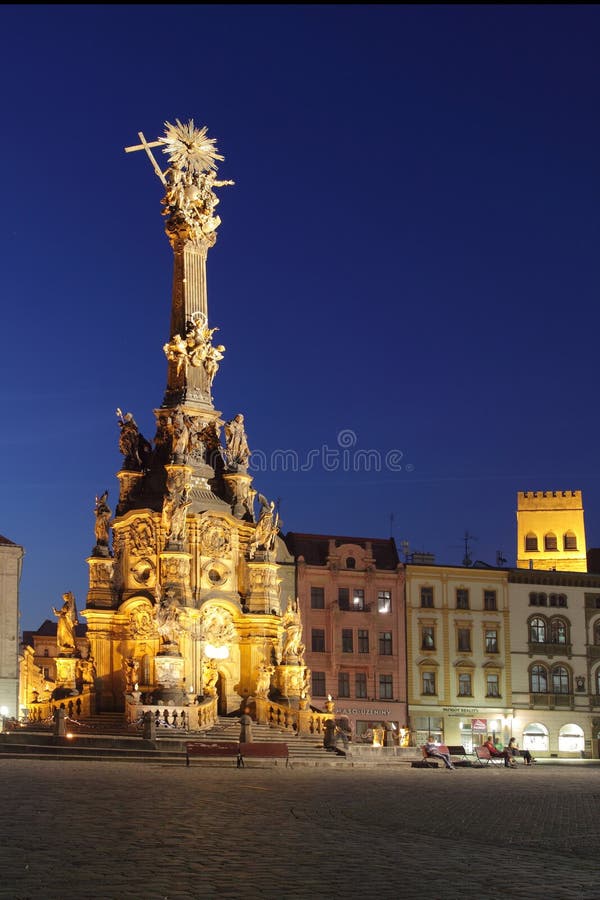 Holy Trinity Column in Olomouc Editorial Photo - Image of night ...