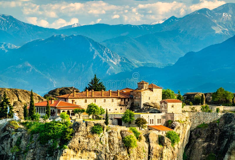 The Holy Trinity Monastery at Meteora in Greece Stock Photo - Image of ...