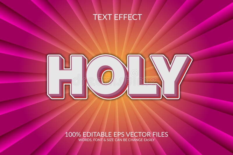 Holy Vector Eps 3d Text Effect Design. Stock Illustration ...