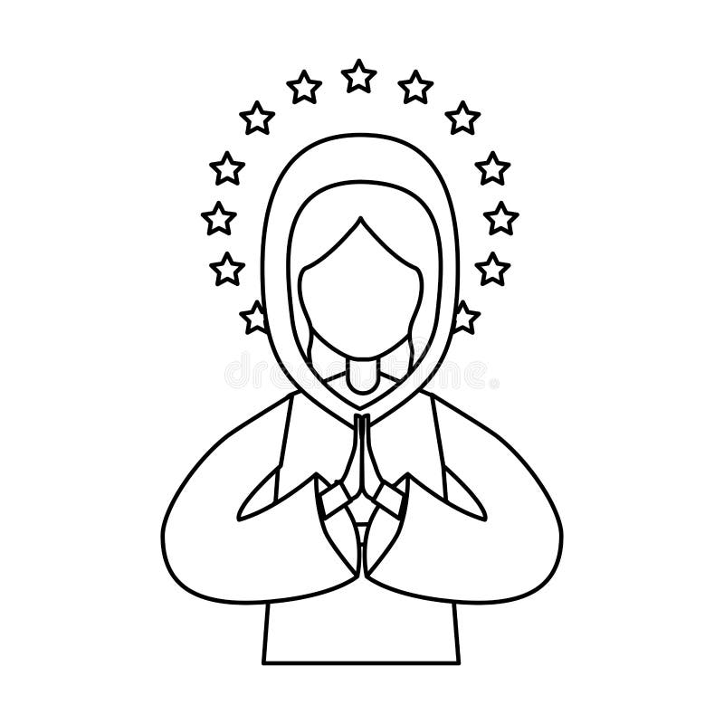 Holy virgin mary icon stock vector. Illustration of prayer - 91921513