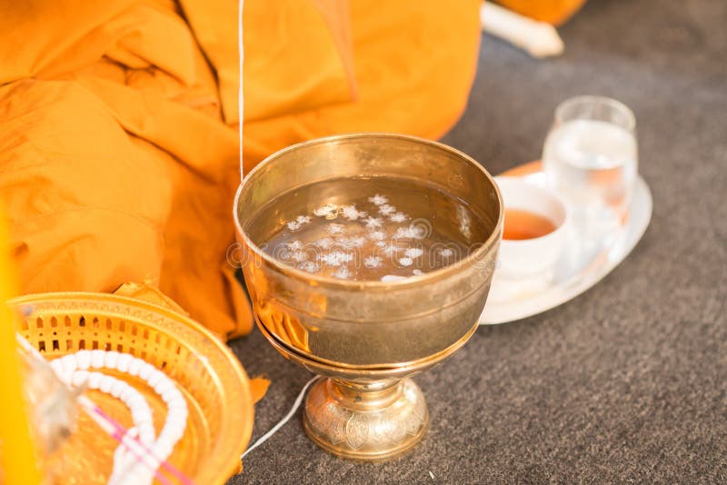 Holy Water, the Monks and Religious Rituals in Thai Ceremony Stock ...