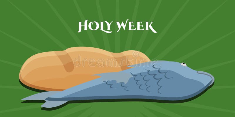 Holy Week Banner with a Bread and Fish Stock Vector - Illustration of ...