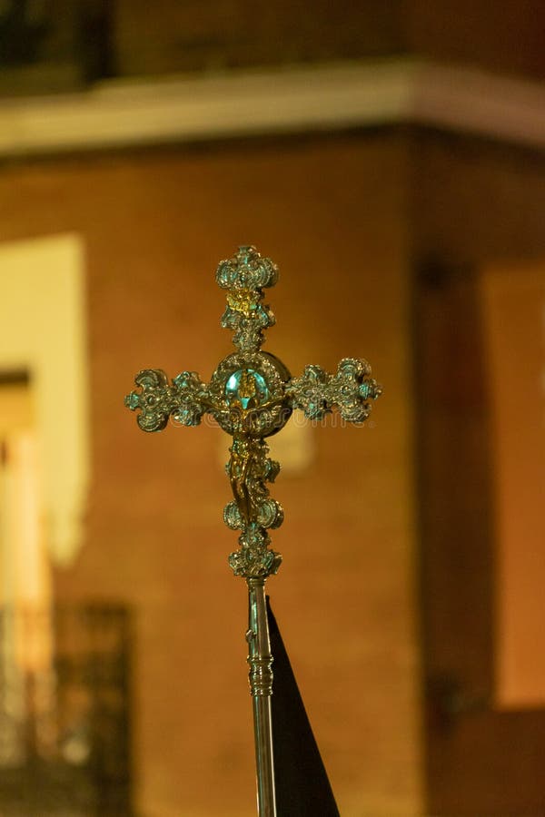 Holy Week Brotherhood Guiding Cross Stock Photo - Image of mask, faith ...