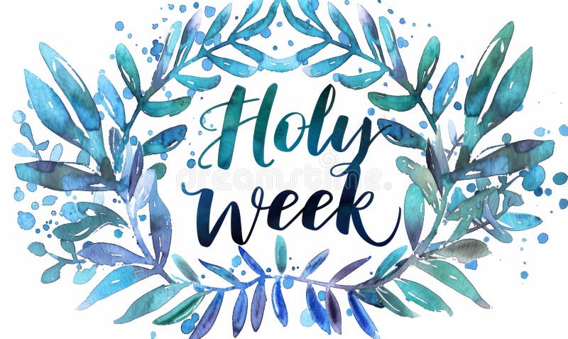 Holy Week Calligraphy Text with Abstract Painted Splash Background ...