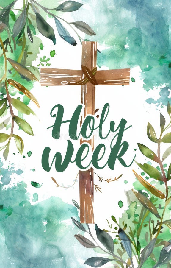 Holy Week Calligraphy Text with Abstract Painted Splash Background and ...