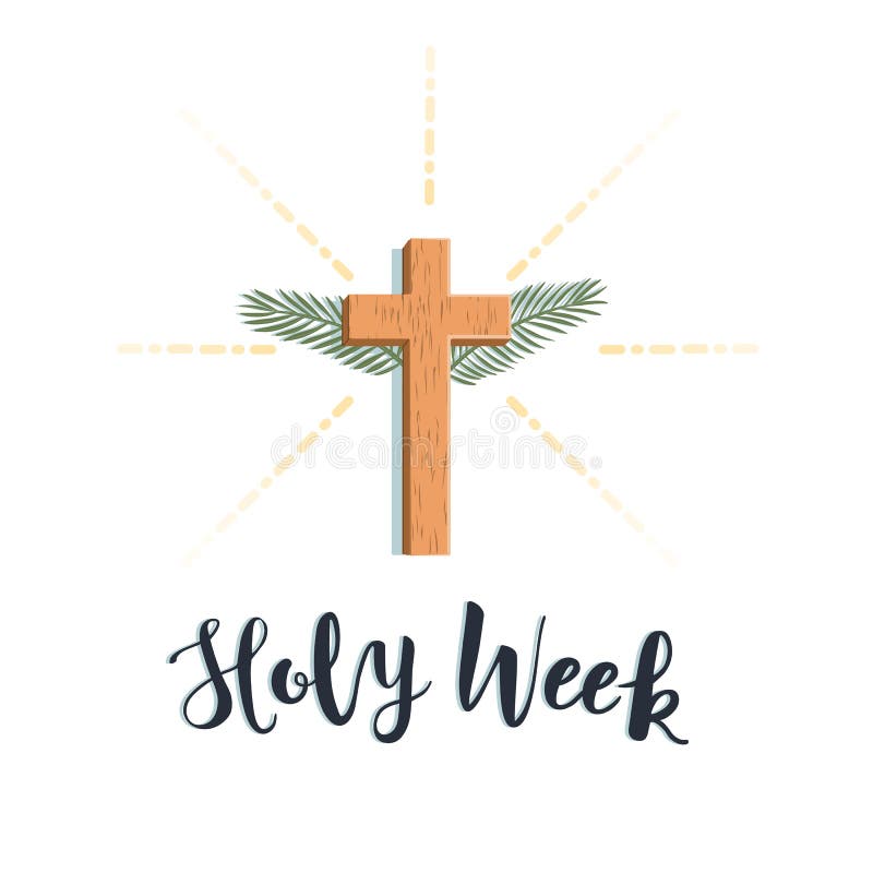 Holy Week Banner with Palm Branches, the Washing of the Feet, the Last ...