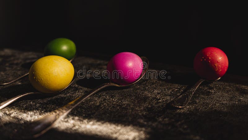 Holy Week, Good Friday Concept -Close-up on Colorful Easter Eggs in ...