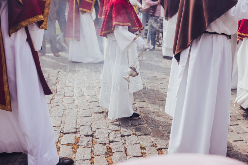 Holy Week Procession with Nazarenes, Holy Week Stock Image - Image of ...