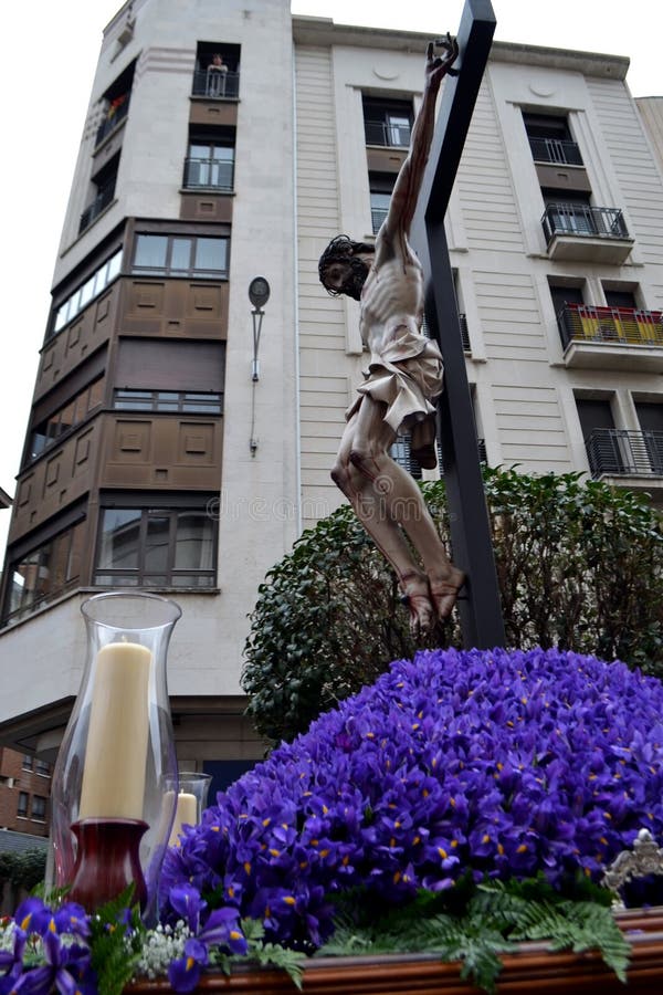 Holy Week Religious Procession in Spain with Floral Display Featuring ...