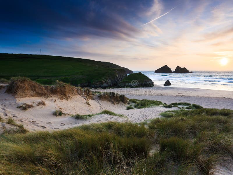 Holywell Bay Cornwall stock photo. Image of beach, dune - 32753020
