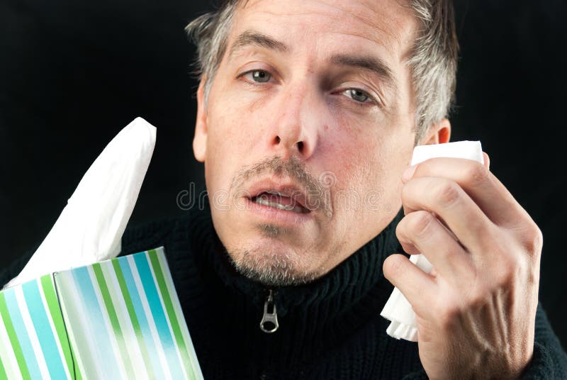 Hombre agotado imagen de archivo. Imagen de alergias - 36623145