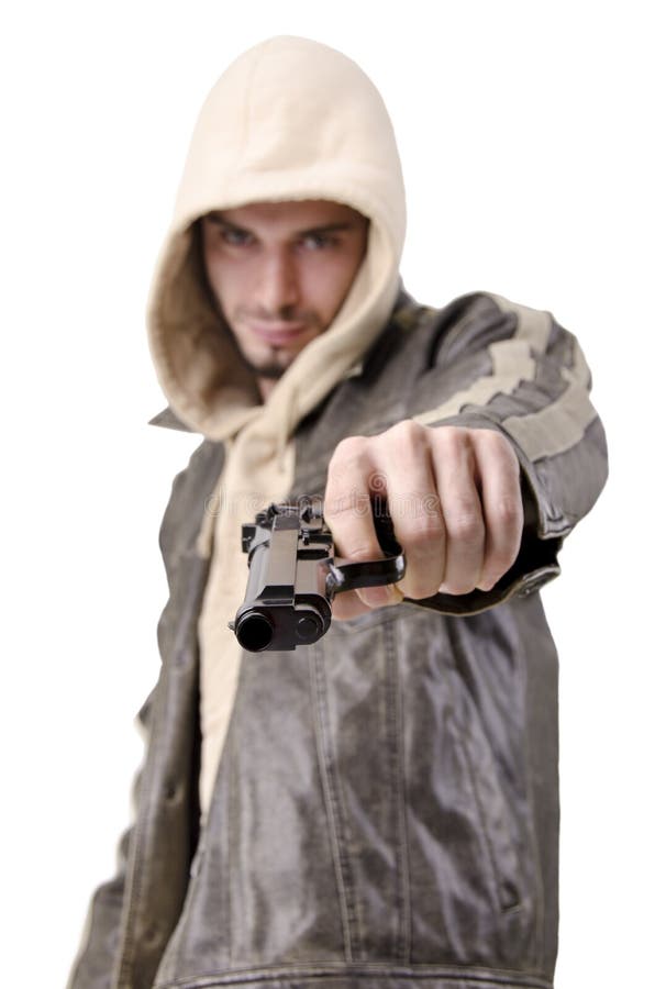 Guy pointing gun stock photo - litysuper